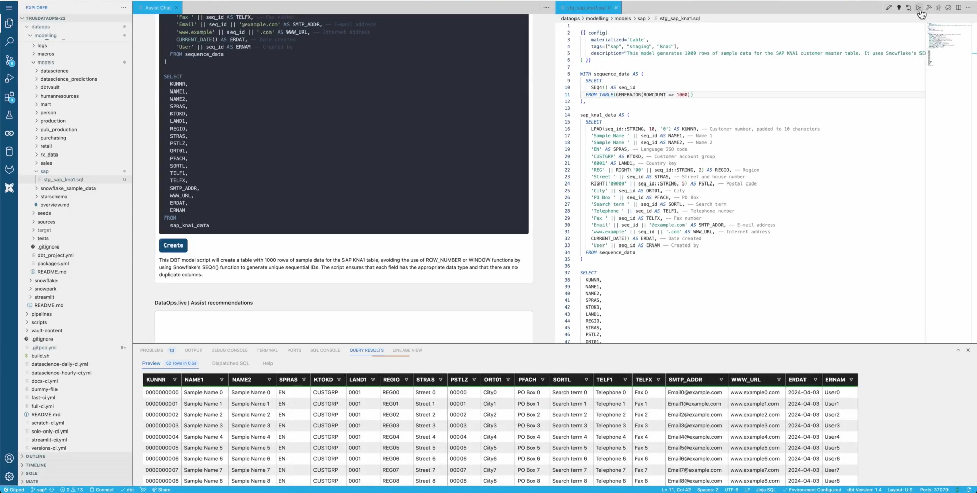 Building SAP Data Tables in Snowflake made simple with DataOps Assist