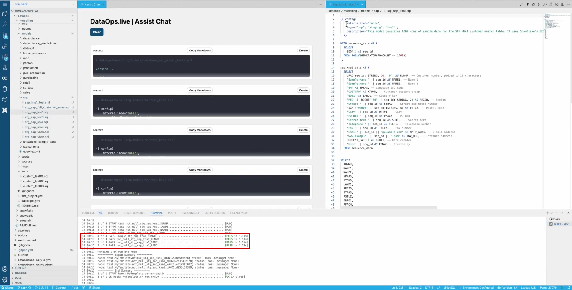Building SAP Data Tables in Snowflake made simple with DataOps Assist